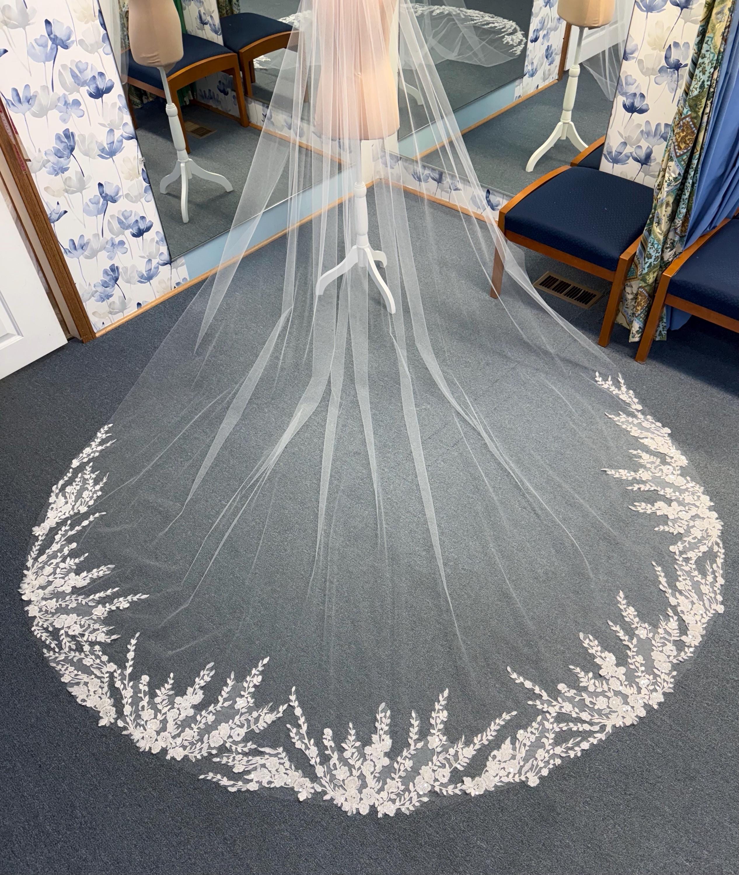Bridal Veil Cathedral Length, Wedding Veil,leaf Veil,/soft Veils ...