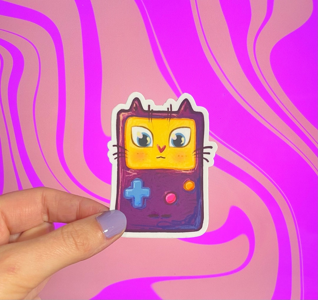 Cute Unique Gameboy Cat Sticker|cat Art Sticker| Vinyl Stickers| Nerdy ...