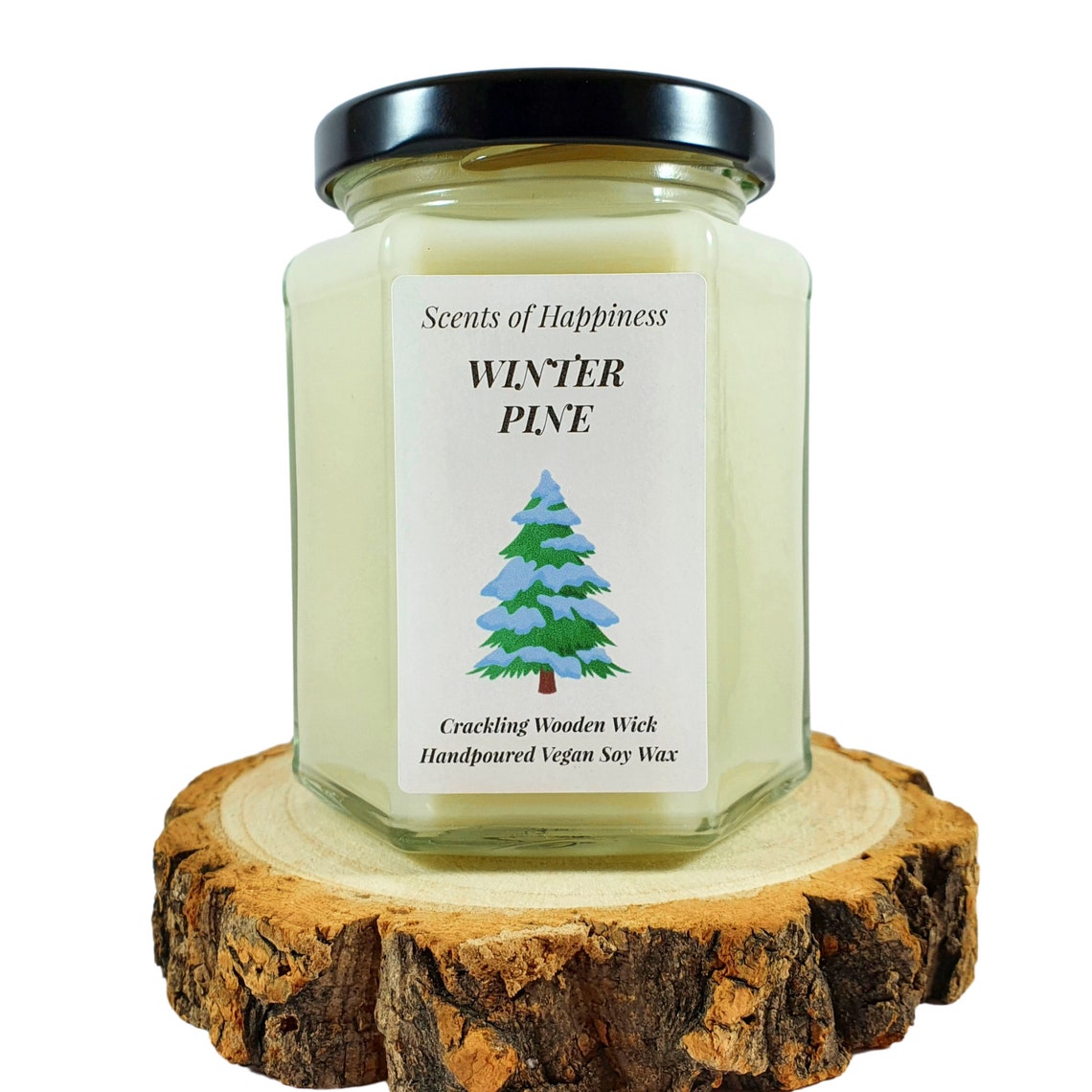 Winter Pine Candle Crackling Wooden Wick Winter Candle | Etsy