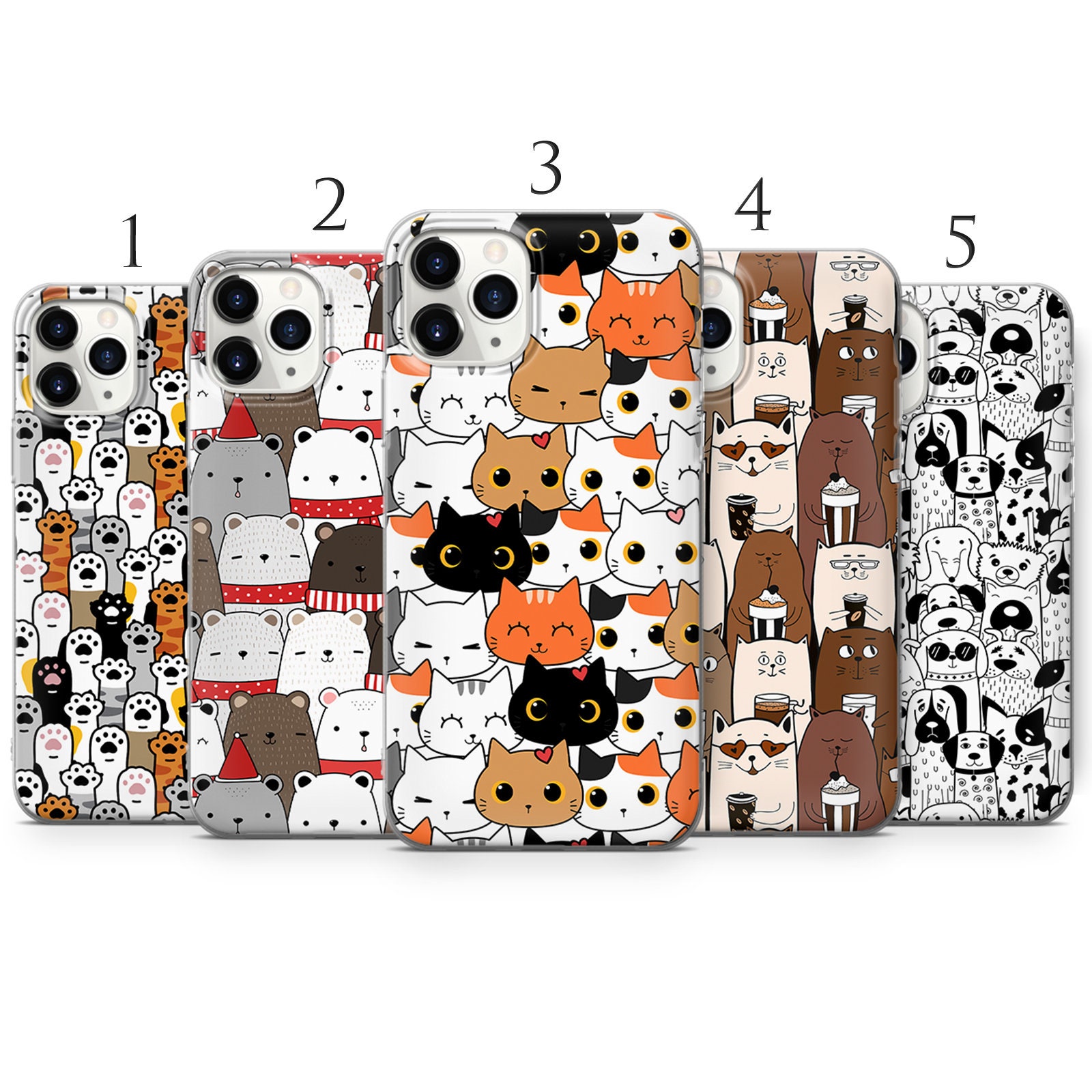 Cute Animal Pattern Gel Phone Case For iPhone SE 5 6 7 8 11 XS | Etsy