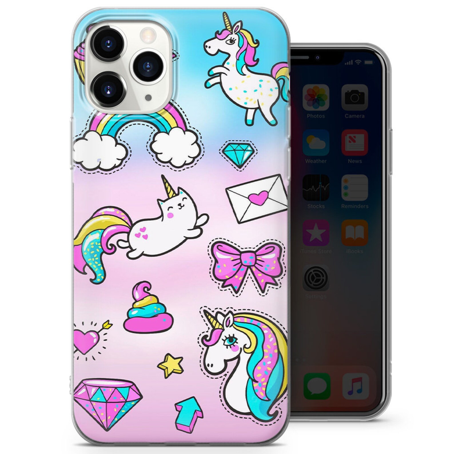 Rainbow Unicorn Gel Phone Case For iPhone SE 5 6 7 8 8 12 11 | Etsy
