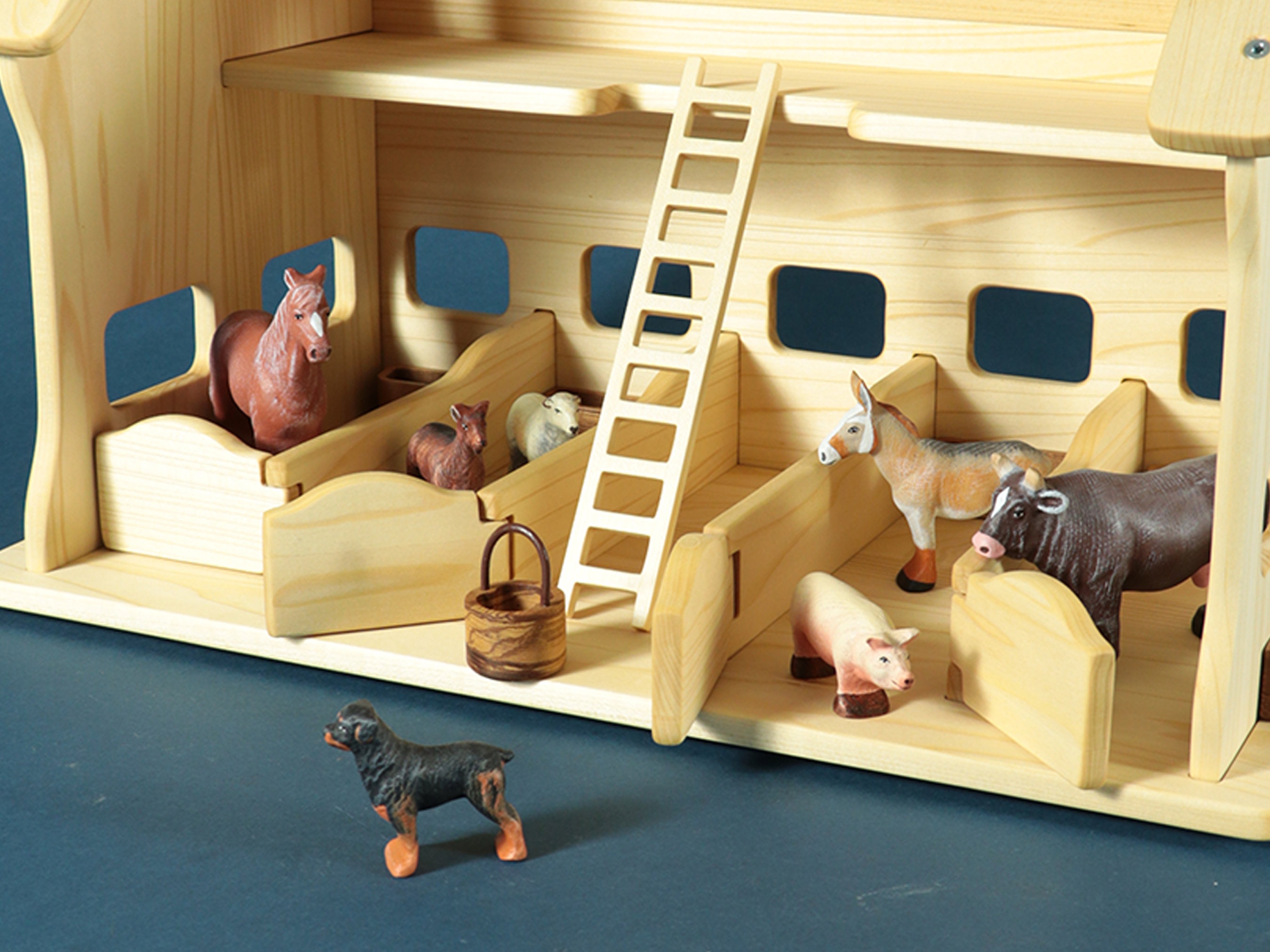 Handmade Wooden Farm "godolphin": Montessori Stable Toy With Horse ...
