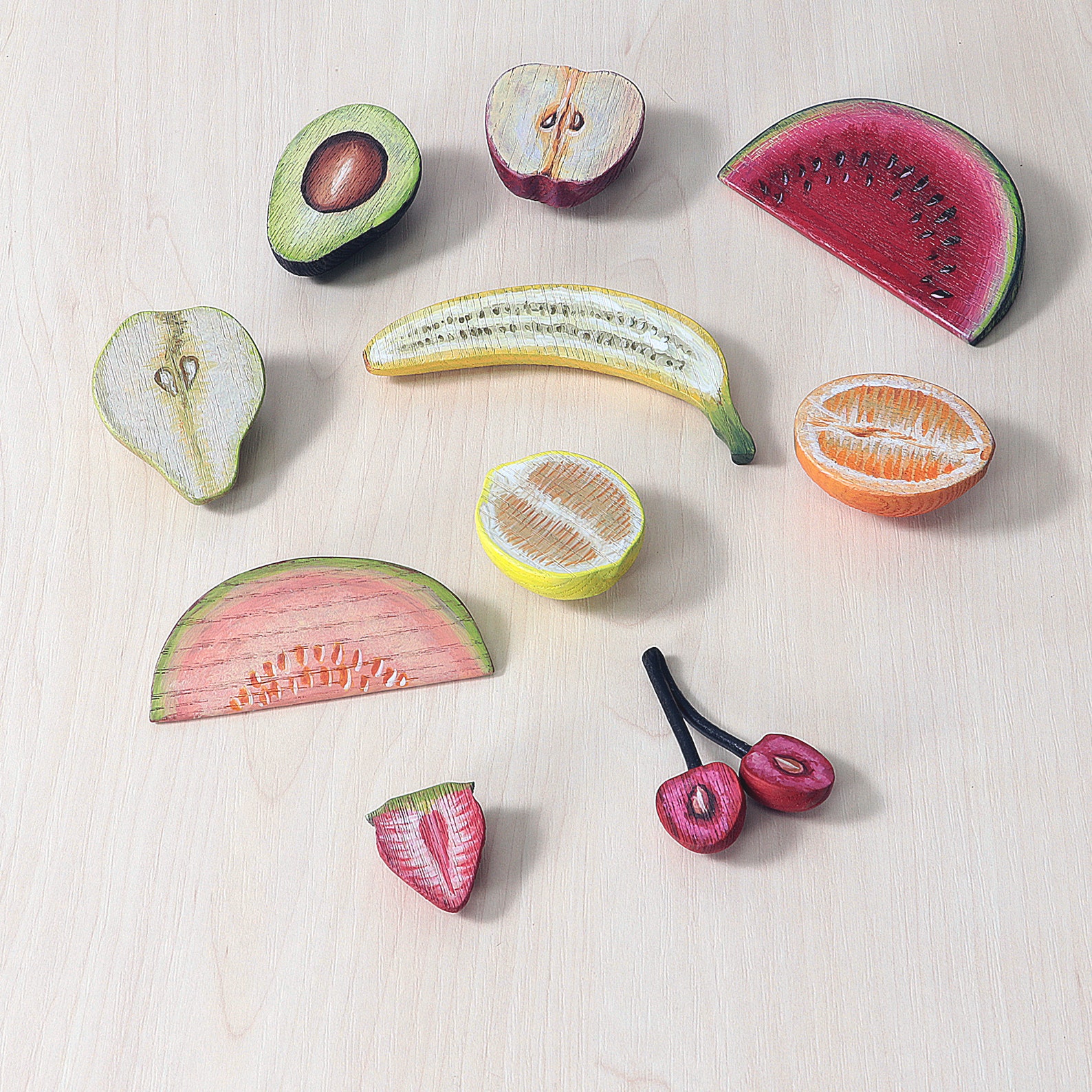 Wooden Fruits SET Pretend to Play Fruits Toys Play Food Set - Etsy