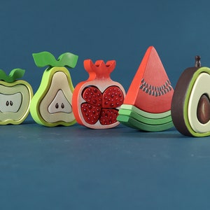 Wooden Fruits Educational Stacking Toy Set Manipulative - Etsy