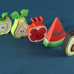 Wooden Fruits Educational Stacking Toy | Manipulative Toddler Toys ...