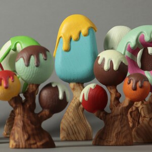 Candy Trees Waldorf Inspired Wooden Toy, Hand-painted Wooden Tree ...