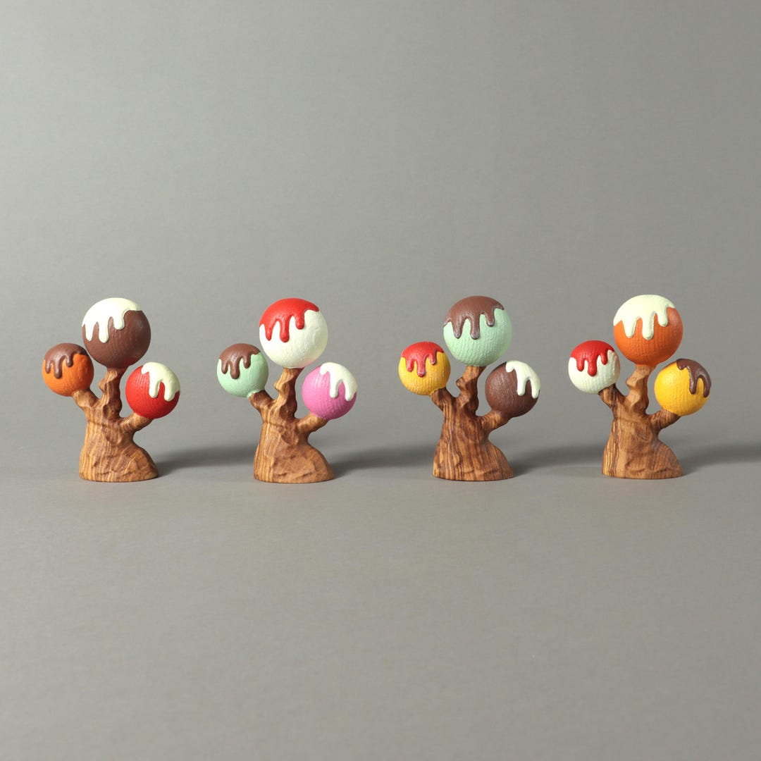 Candy Trees Waldorf Inspired Wooden Toy, Hand-painted Wooden Tree ...