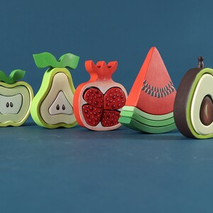 Wooden Watermelon Educational Stacking Fruit Toy | Manipulative Toddler ...