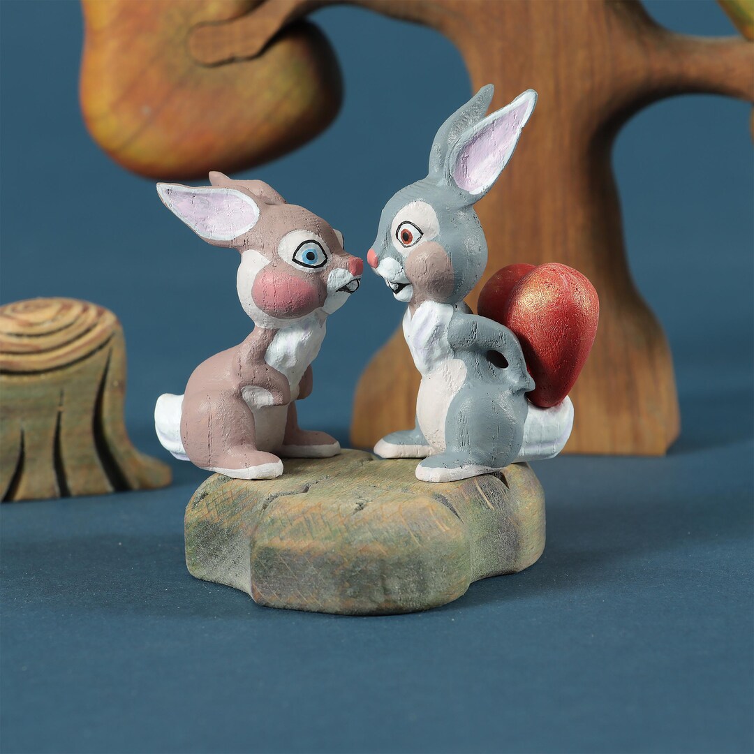 Hand-painted Wooden Bunny With Red Heart | Valentine's Day Gift ...