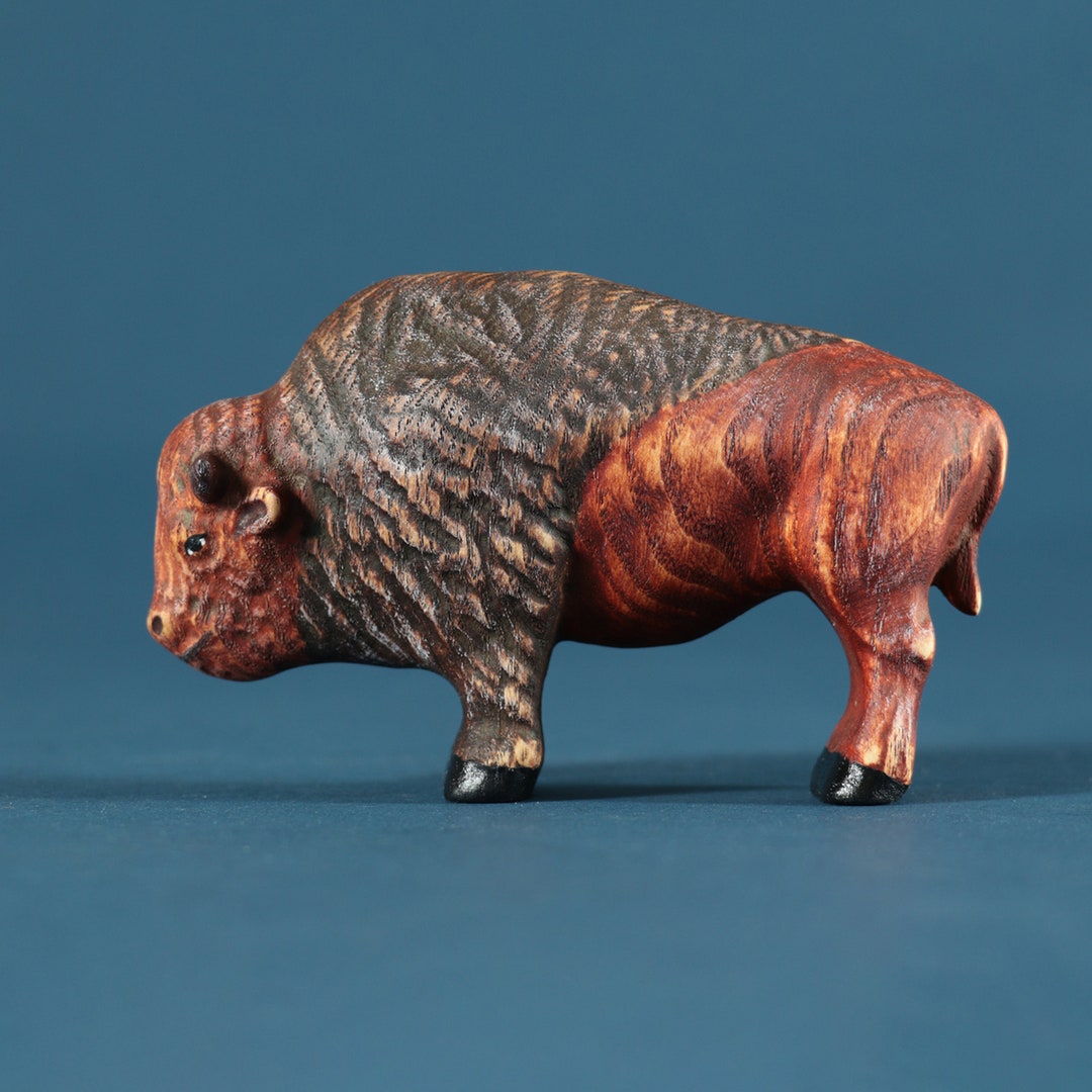Wooden Bison Toy - Collectible Toy Figurine - Woodland Animals ...