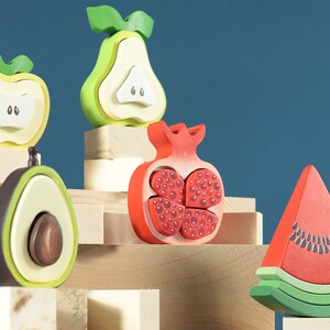Wooden Fruits Educational Stacking Toy Set Manipulative - Etsy