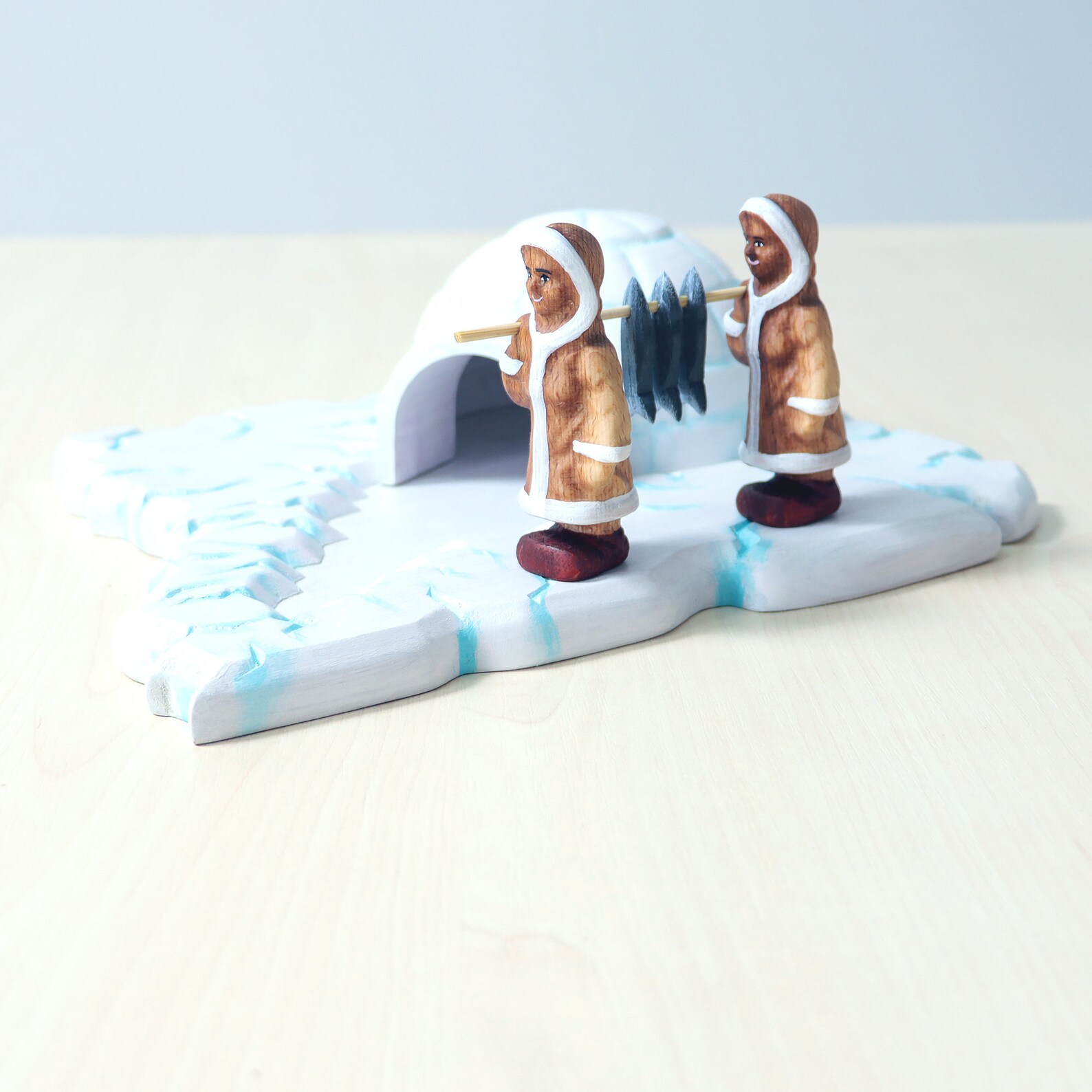 Handmade Wooden Inuit People Playset: Arctic Eskimo Adventure Toy - Etsy