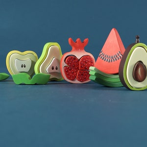 Wooden Watermelon Educational Stacking Fruit Toy | Manipulative Toddler ...