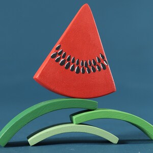 Wooden Watermelon Educational Stacking Fruit Toy | Manipulative Toddler ...