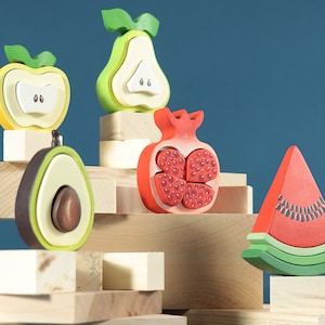 Wooden Watermelon Educational Stacking Fruit Toy | Manipulative Toddler ...
