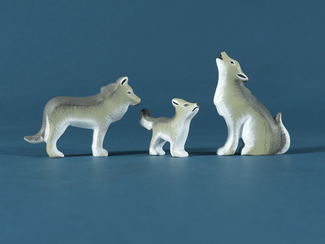 Wolf Family, Wooden Waldorf Animals, Wolf Figurines, Organic Toys ...
