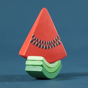 Wooden Watermelon Educational Stacking Fruit Toy | Manipulative Toddler ...