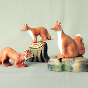 Wooden FOX Toy, Fox Family SET of Three, Fox Figurine, Gift for Kids ...