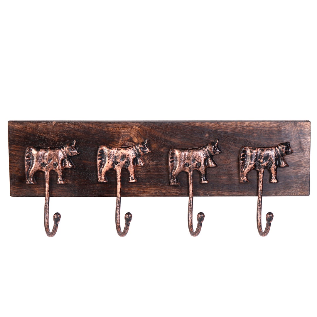 Copper Antique Grazing Cow Rustic Wall Hook Rack - Etsy