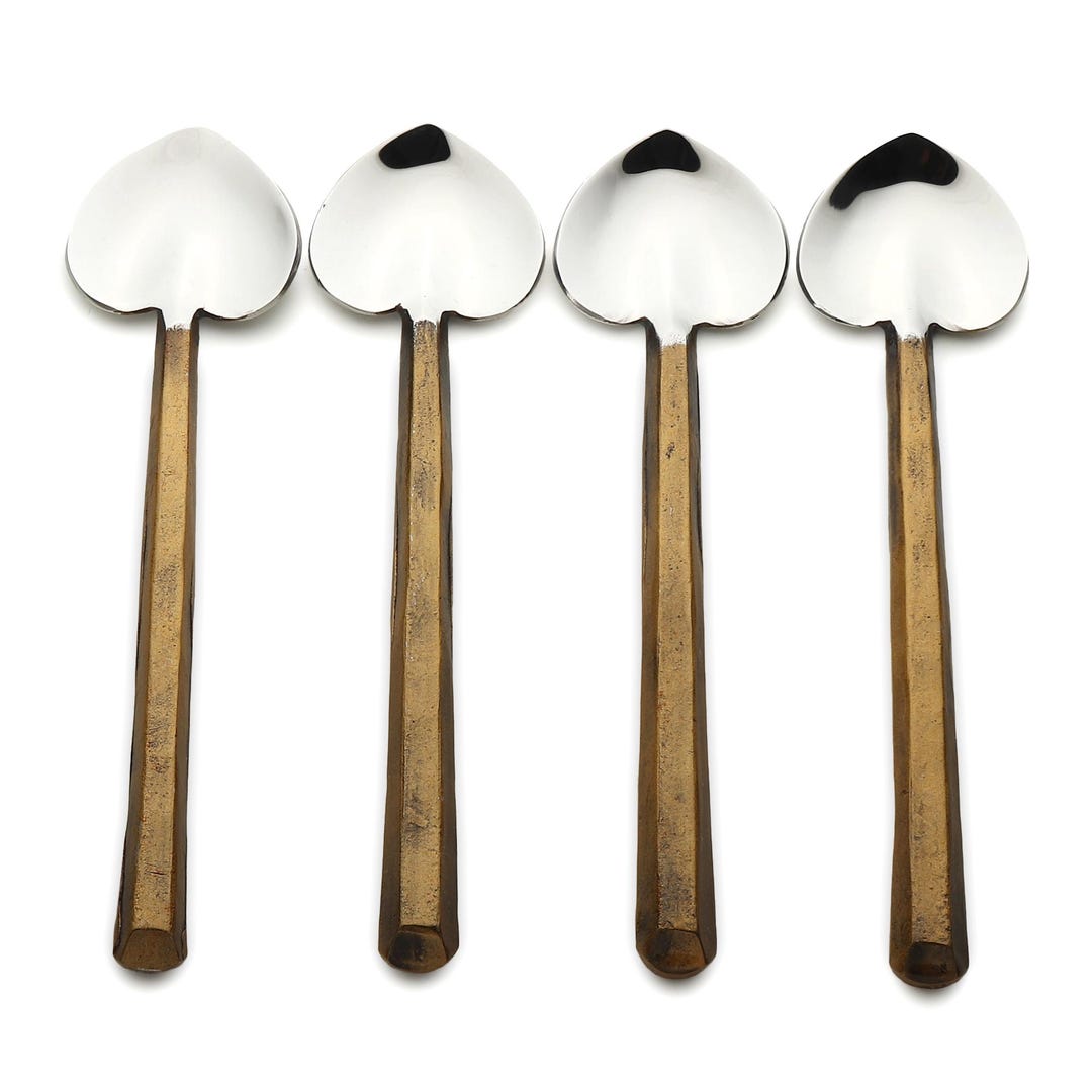 INOX Plateau Heart Spoon 4 Pc. Set - Etsy