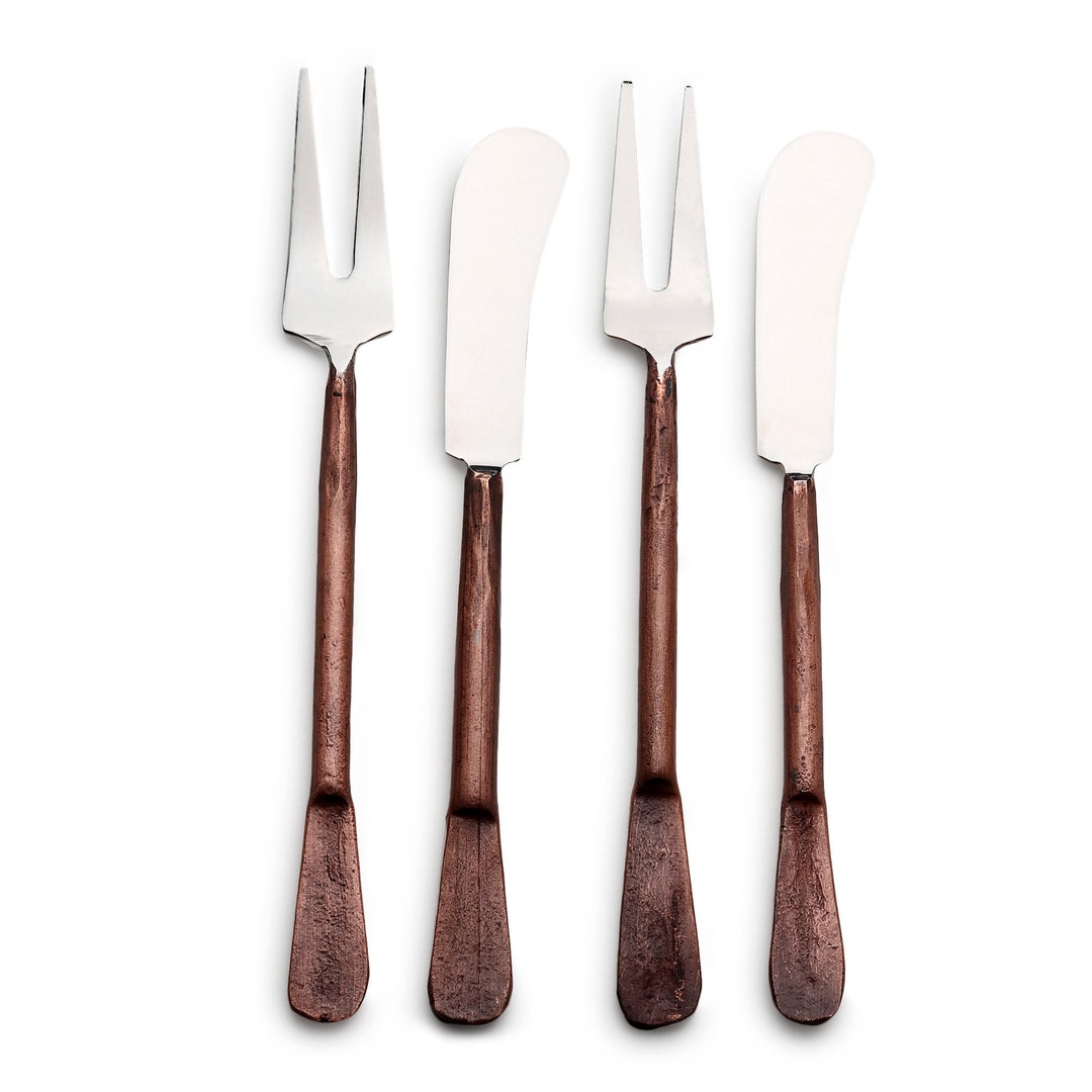 Copper Antique Celia Design Party 4 Pcs. Set of Pickle Fork & Cheese Spreader - Etsy