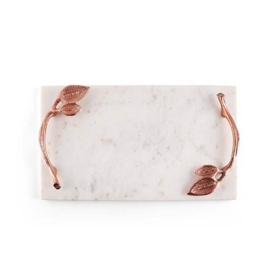 Marcella Marble Tray With Leaf Handles - Etsy