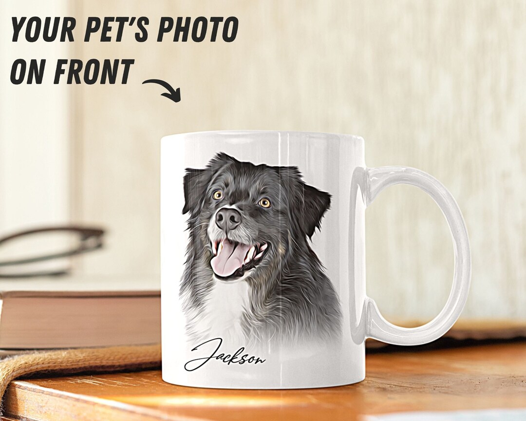 Custom Dog Portrait Mug: Personalized Pet Photo Coffee Mug - Etsy