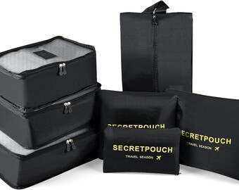 Grey 7 Piece Travel, Overnight, Holiday Packing Cubes, Organiser - Etsy