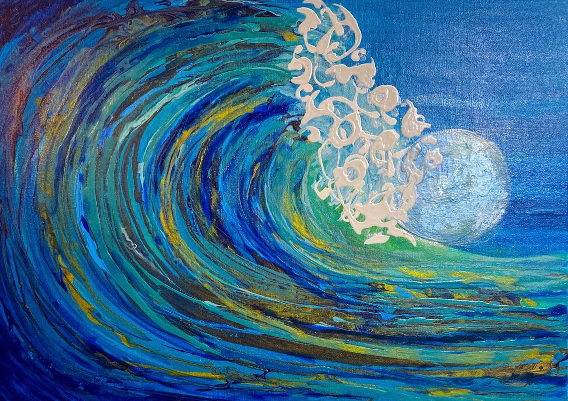 Painting Moonlight Surf 16x20 - Etsy
