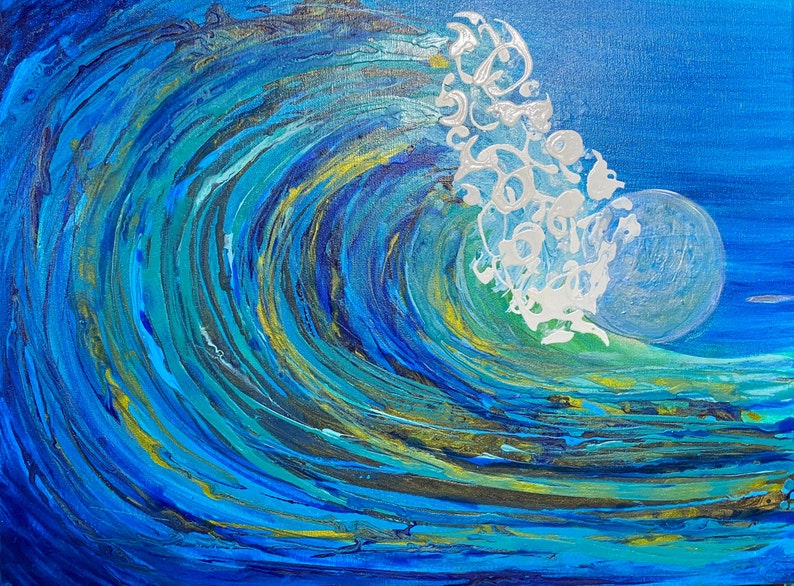 Painting Moonlight Surf 16x20 - Etsy