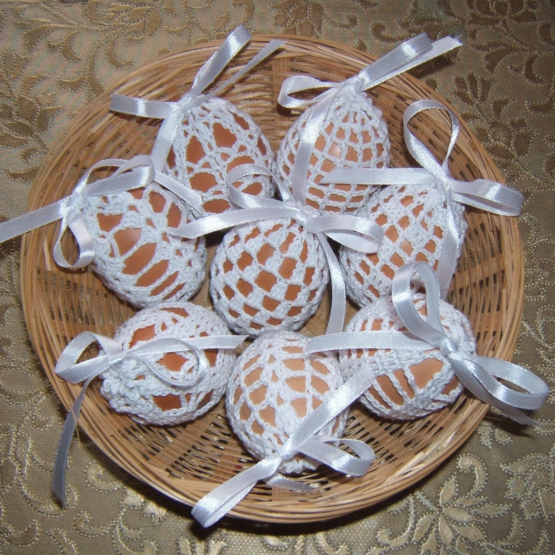 Easter Decoration, White Eggs Cover, Set of 8 Eggs Cover Easter ...