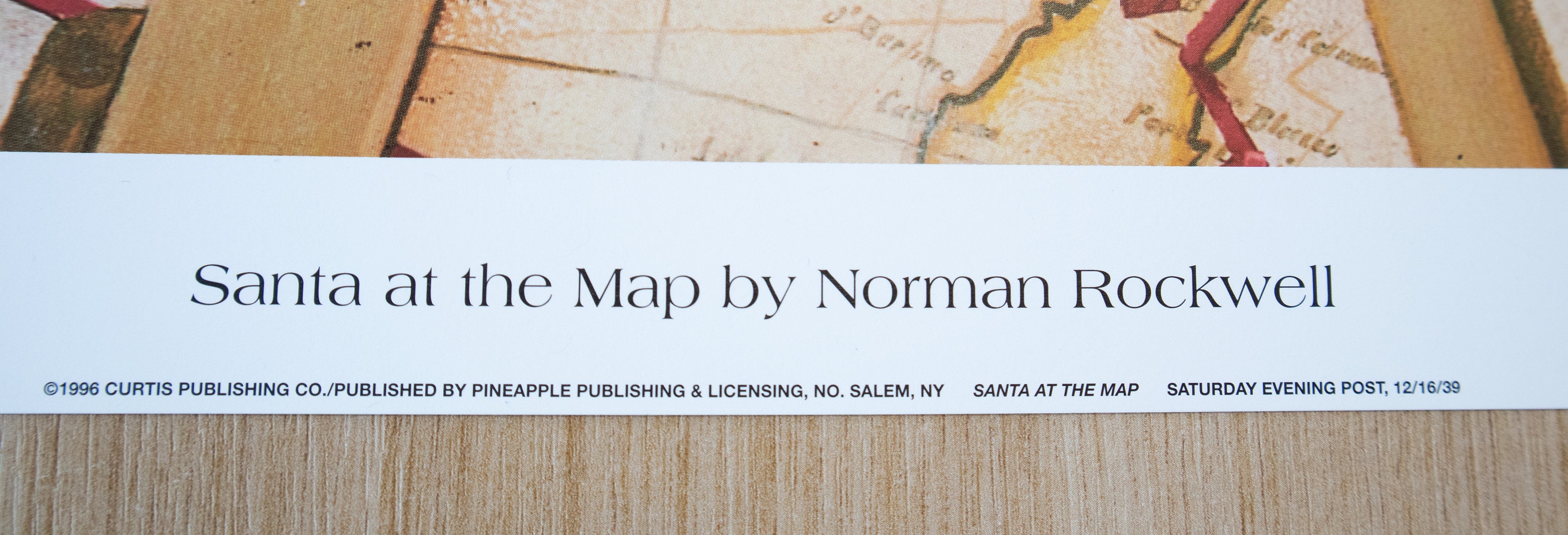 Santa at the Map Lithograph by Norman Rockwell, 1996 - Etsy