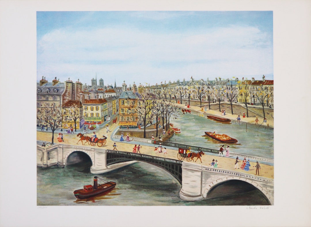 Signed Claude Tabet Ile De La Cite Lithograph - Etsy