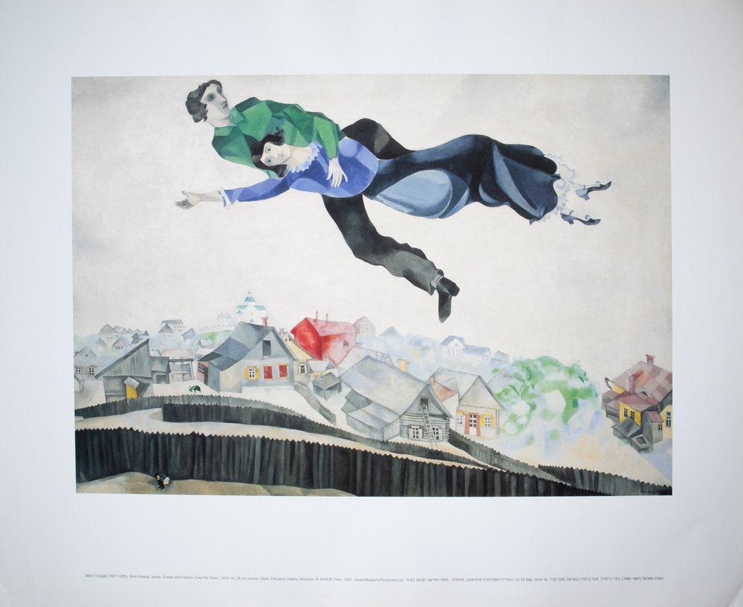 Over the Town Lithograph by Marc Chagall, 1993 - Etsy
