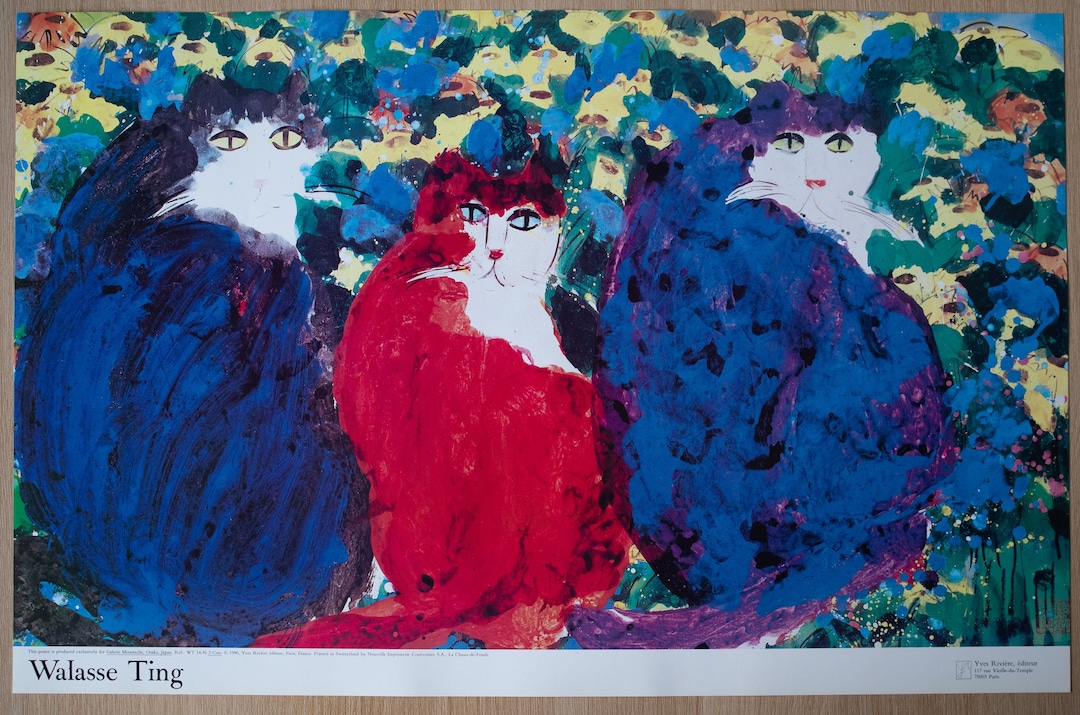 3 Cats (sm) Lithograph by Walasse Ting, 1985 - Etsy