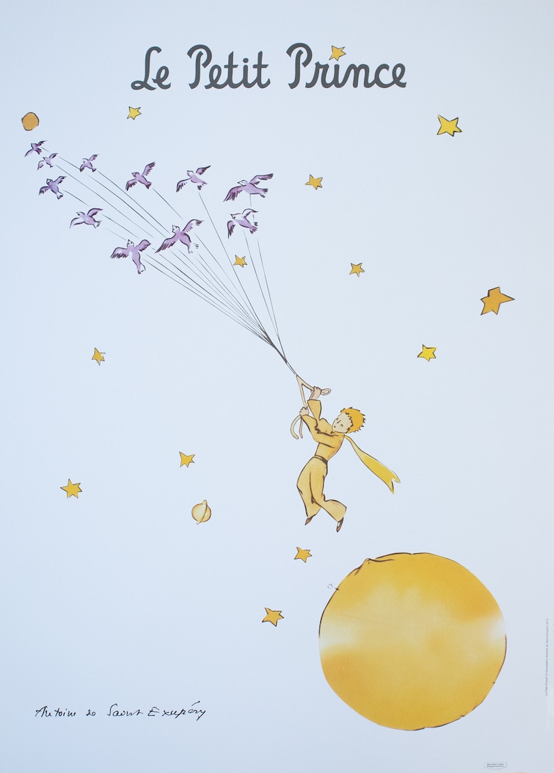 The Little Prince and the Wild Birds Lithograph by Antoine De Saint ...