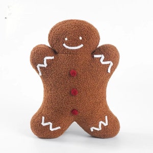 Gingerbread Man Sherpa Pillow, Gingerbread Man Pillow, Faux Fur ...