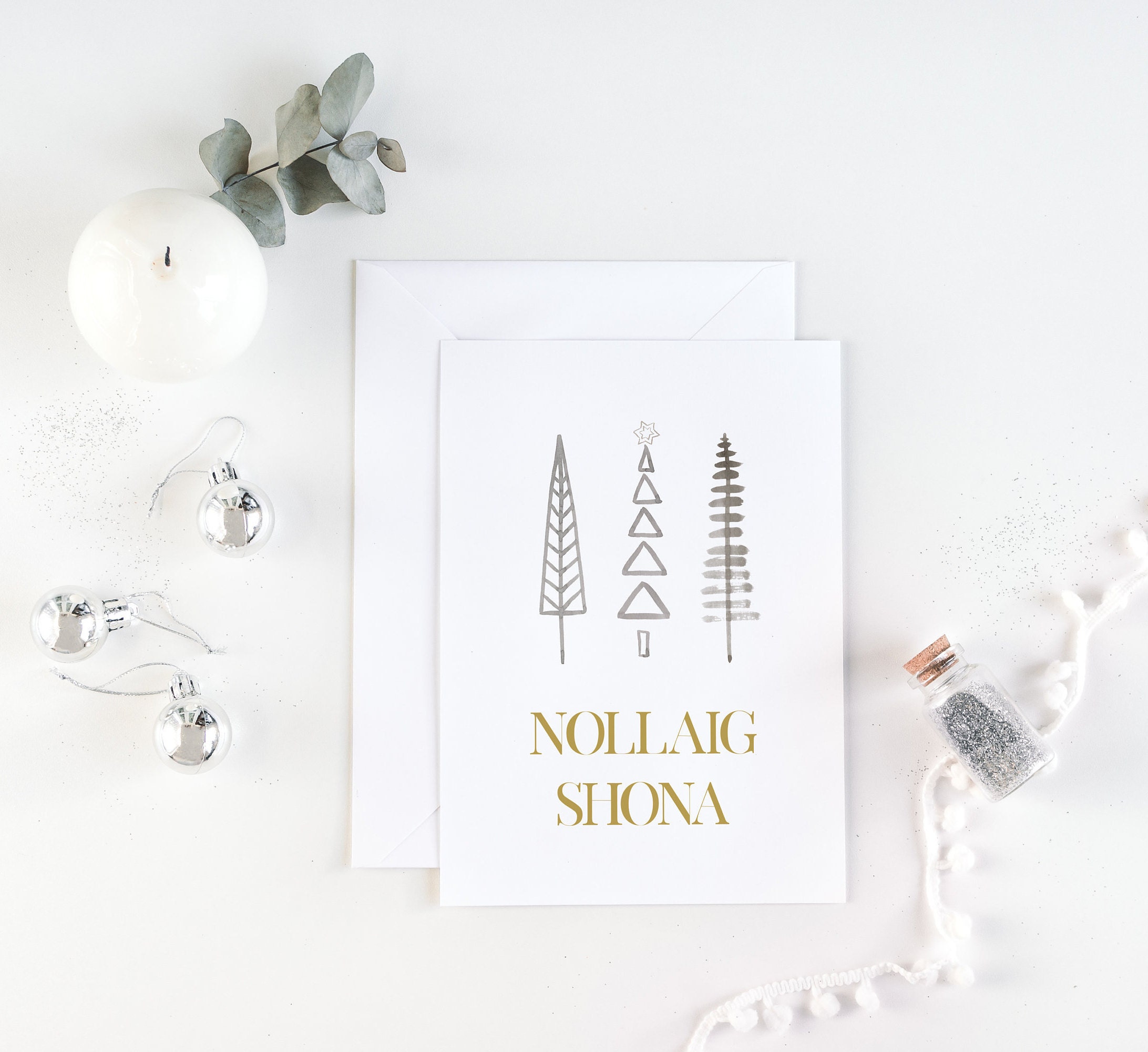 Nollaig Shona Three Trees Printable Card Instant Download - Etsy