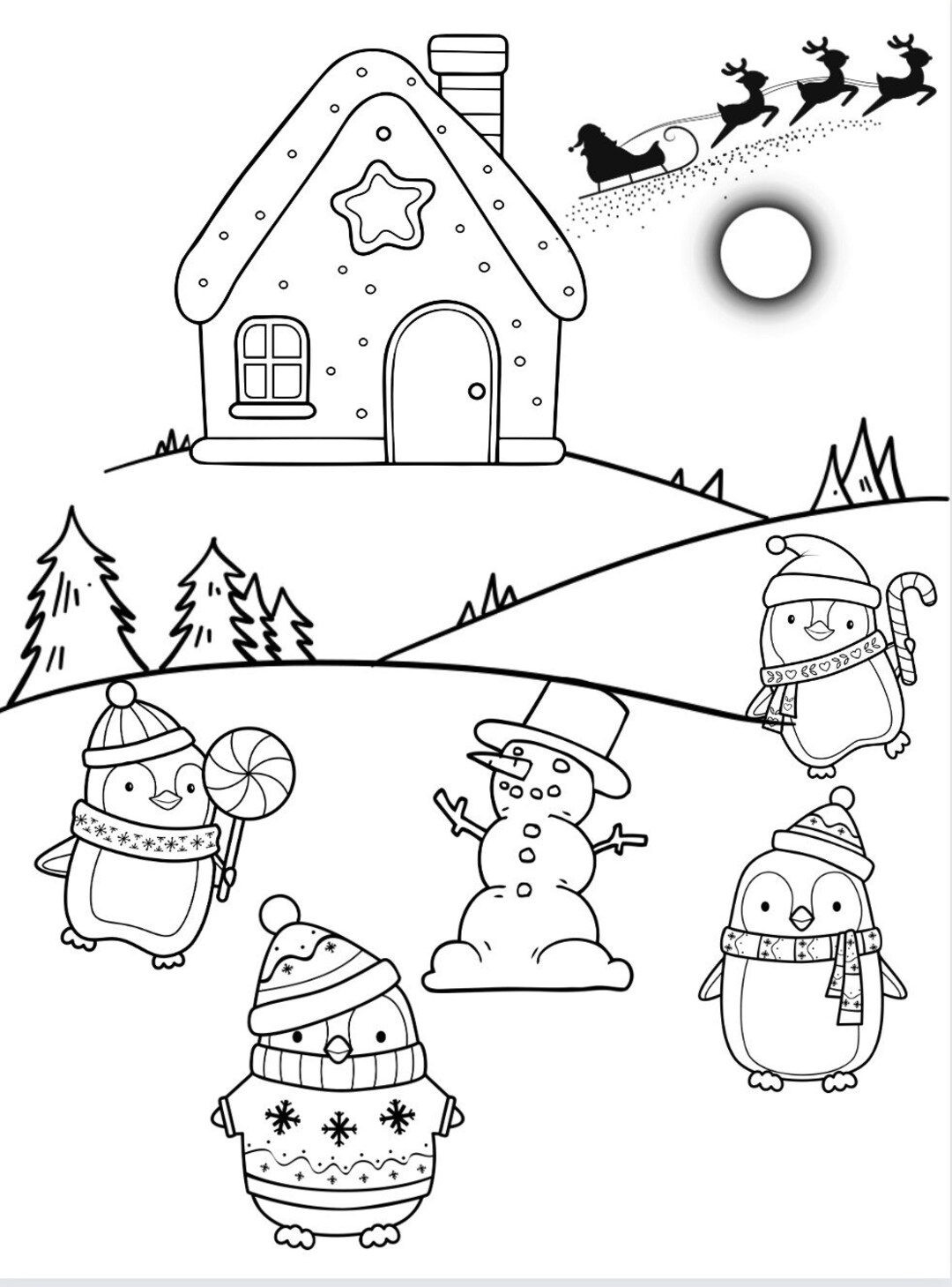 A Very Penguin Christmas Coloring Sheet, Xmas Coloring, Christmas ...