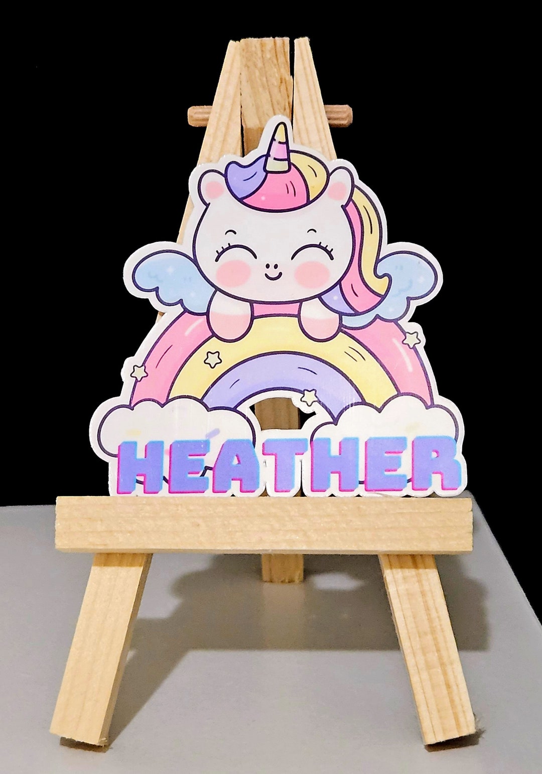 Custom Name Sticker, Personalized Unicorn Sticker, Rainbow Kawaii ...