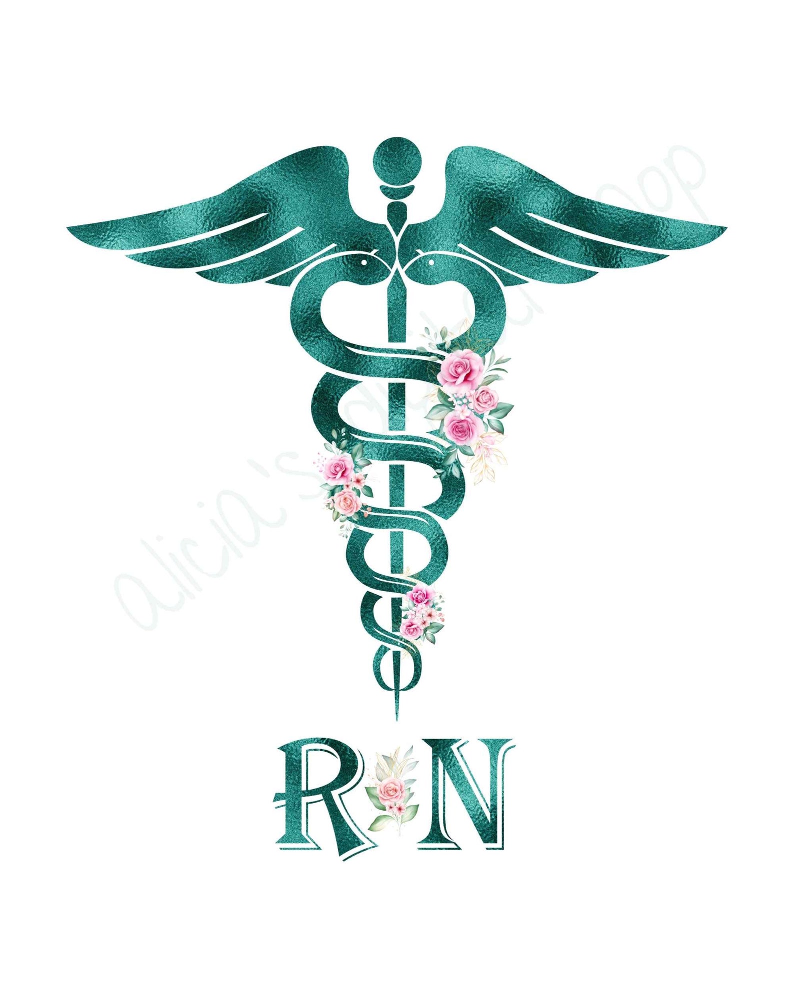 IA, Infirmière autorisée, Vert, Caducée, Impression numérique ...