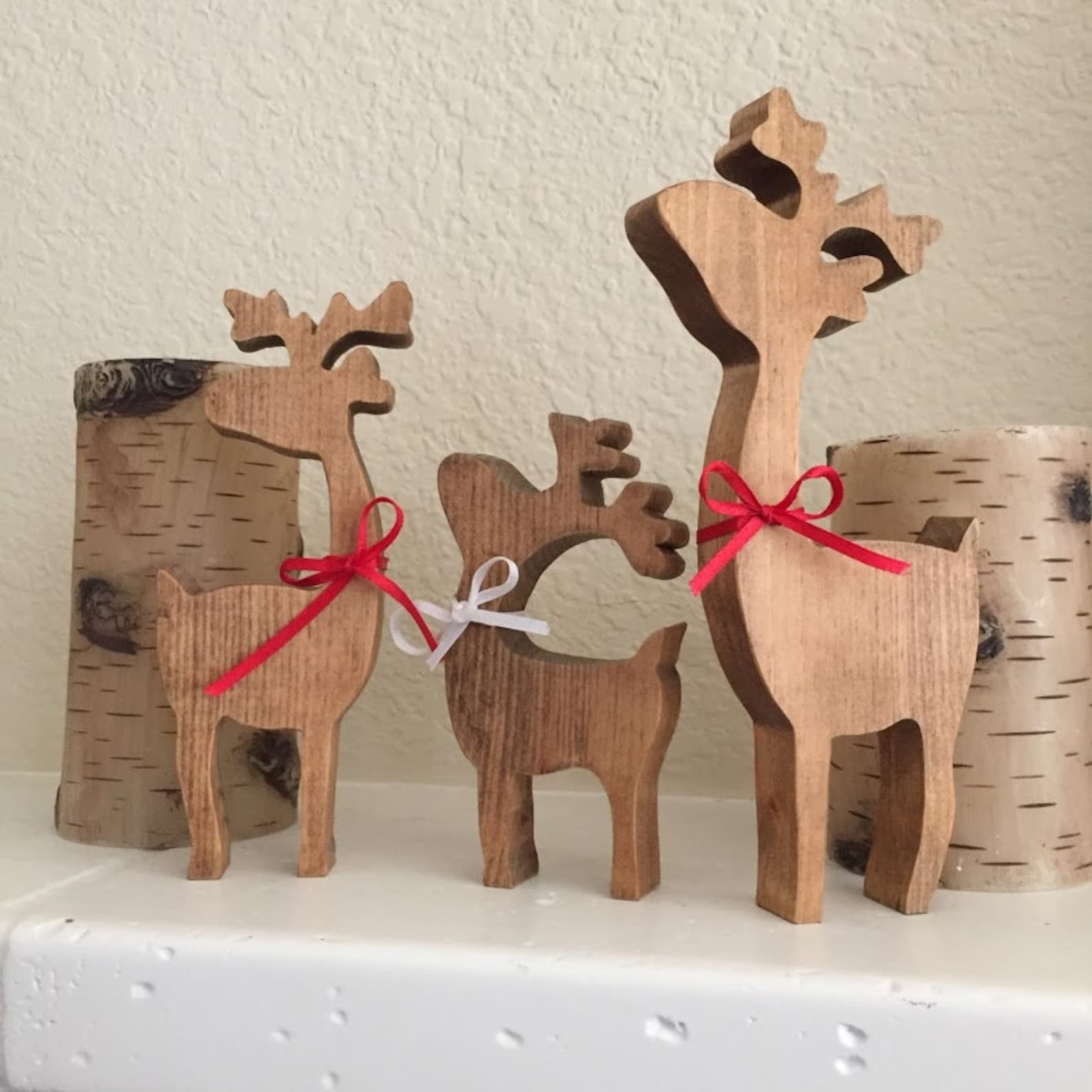 Wood Reindeer, Rustic Wood Reindeer, Reindeer Shelf Decor, Christmas ...