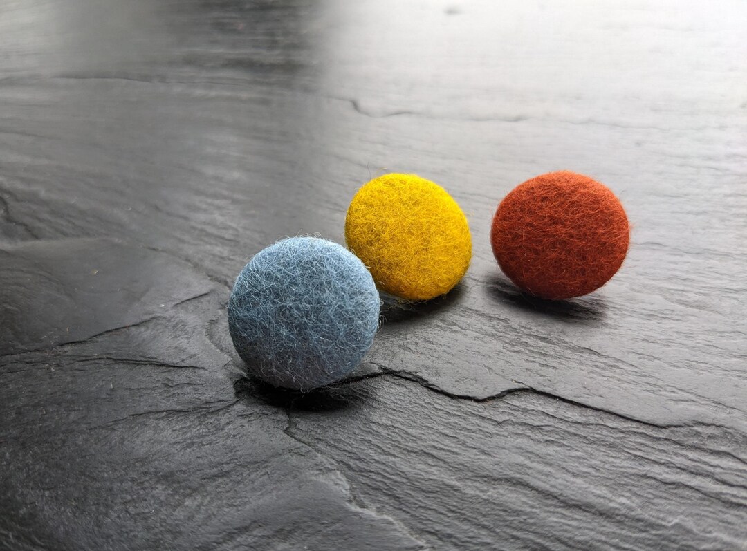 100% Wool Felt Buttons Hand Covered in New Colours 23mm Metal Shank ...