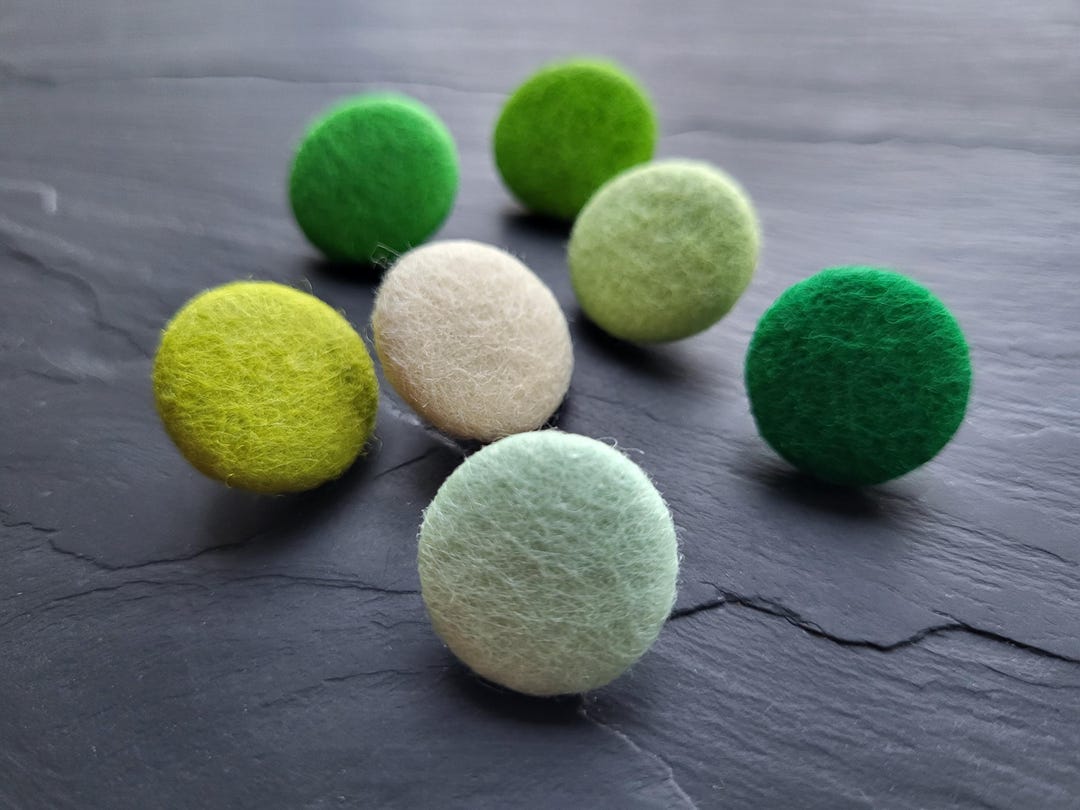 Green Felt Buttons 100% Wool Hand Covered 23mm Metal Shank Buttons 80 ...