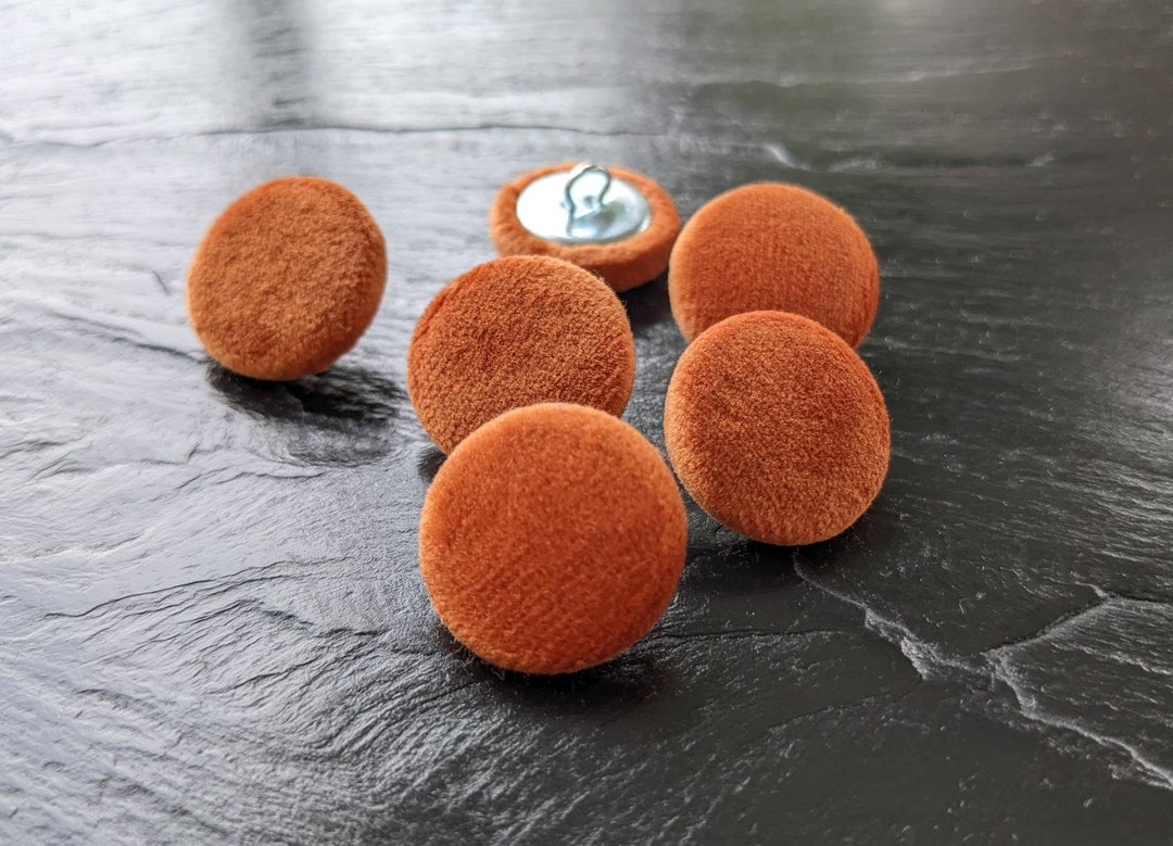 Rust Orange Velvet Covered Buttons 14mm, 19mm, 23mm, 25mm or 31mm, Hand ...