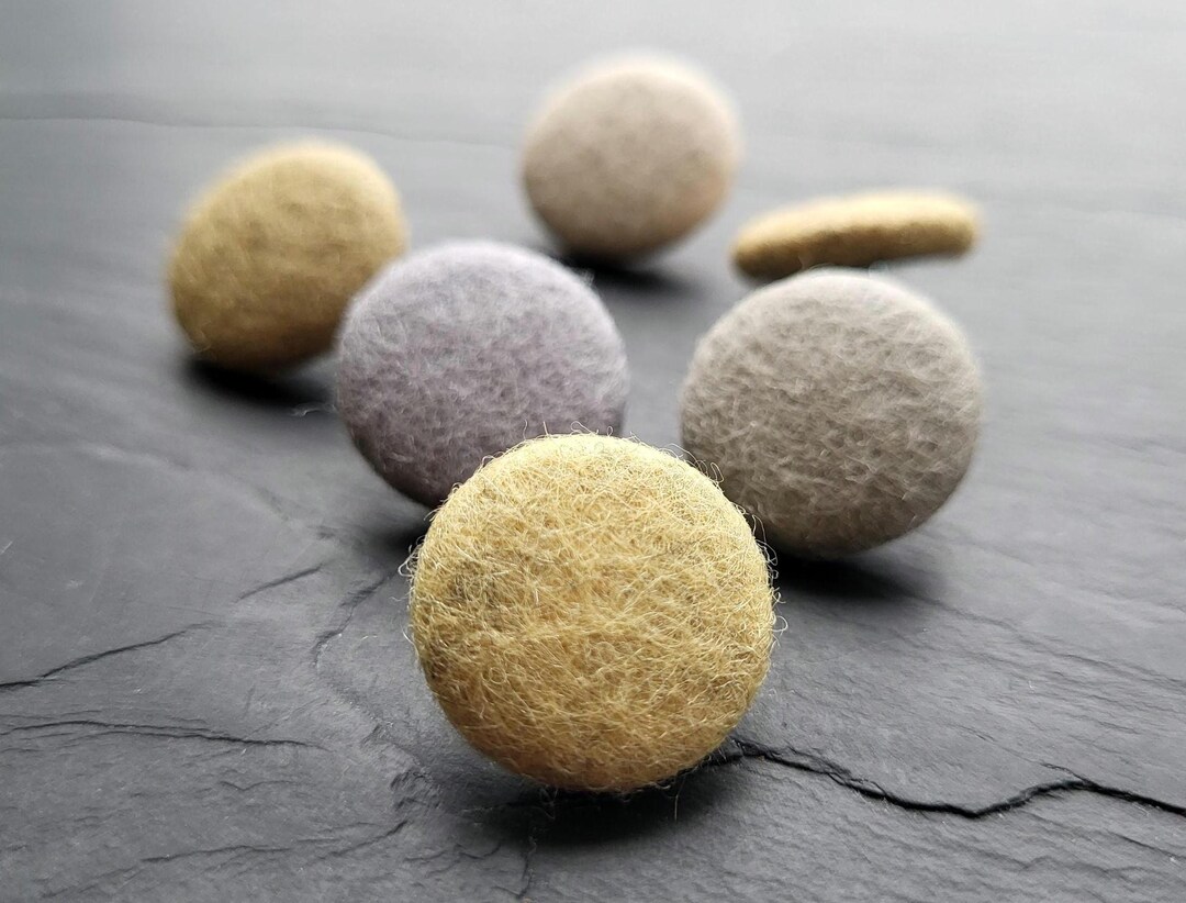14mm Hand Covered Wool Felt Buttons, Grey & Cream, Metal Shank - Etsy