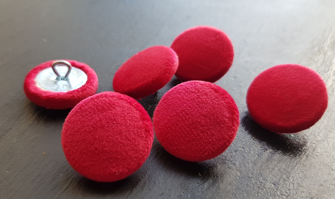 Red Velvet Buttons, Hand Covered Buttons, 14mm, 19mm, 23mm, 25mm or ...