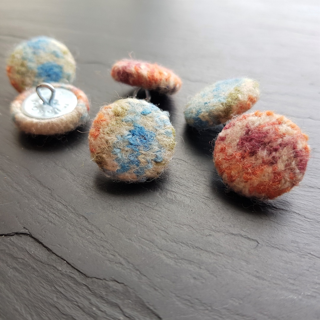 Handmade Felted Wool Buttons, Colorful Fabric Covered Shank Buttons - Etsy