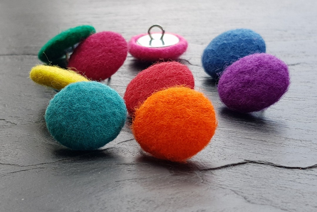 Felt Covered Buttons, 25mm Metal Shank Fabric Hand Covered Buttons in ...