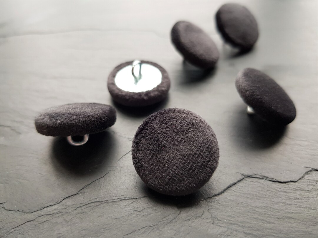 Black Velvet Buttons, Hand Covered Buttons, 14mm, 19mm, 23mm, 25mm or ...